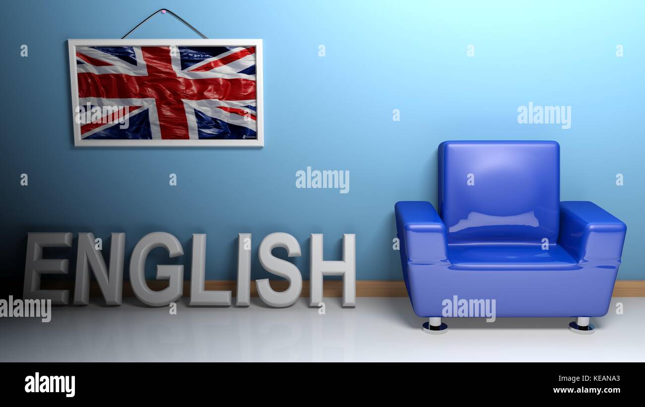 Room of english language - 3D rendering Stock Photo - Alamy