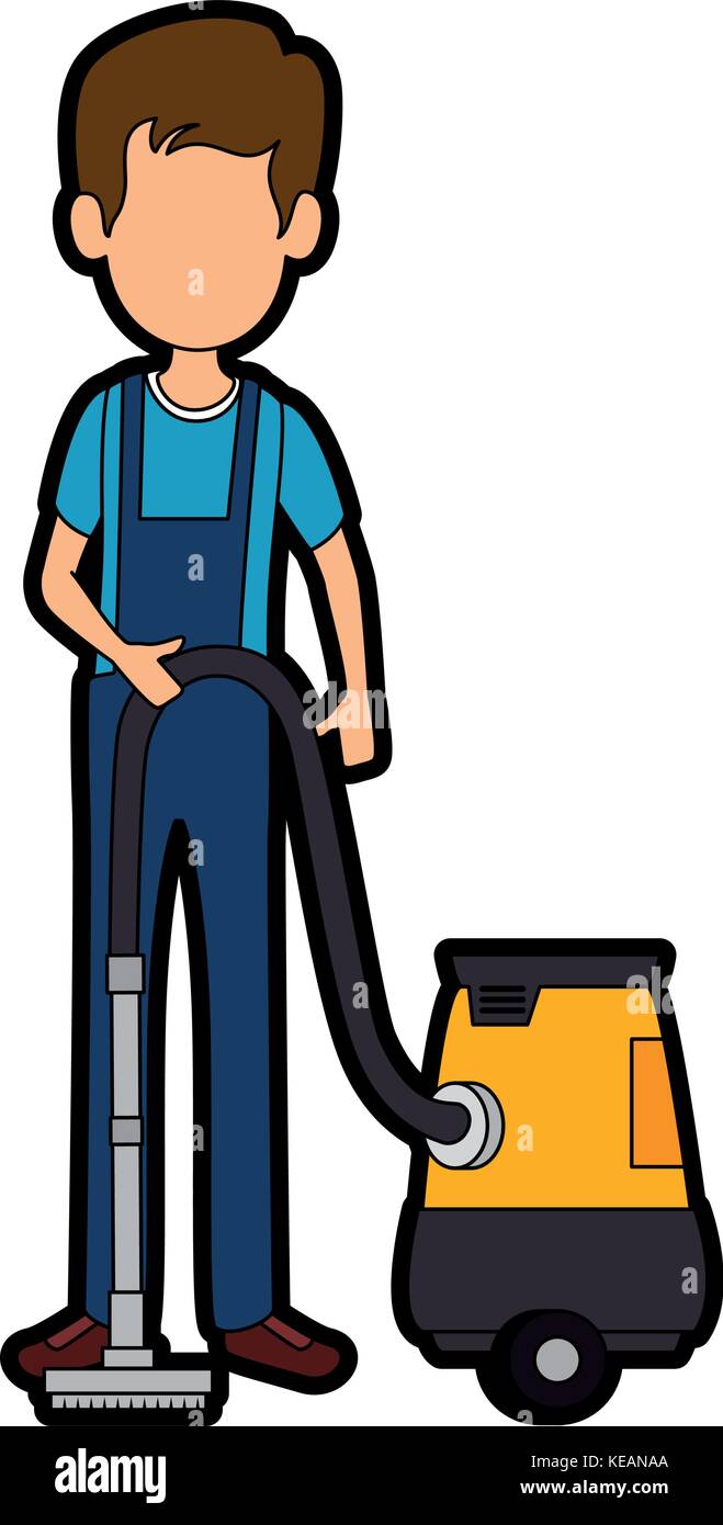 Man using vacuum cleaner vector hi-res stock photography and images - Alamy