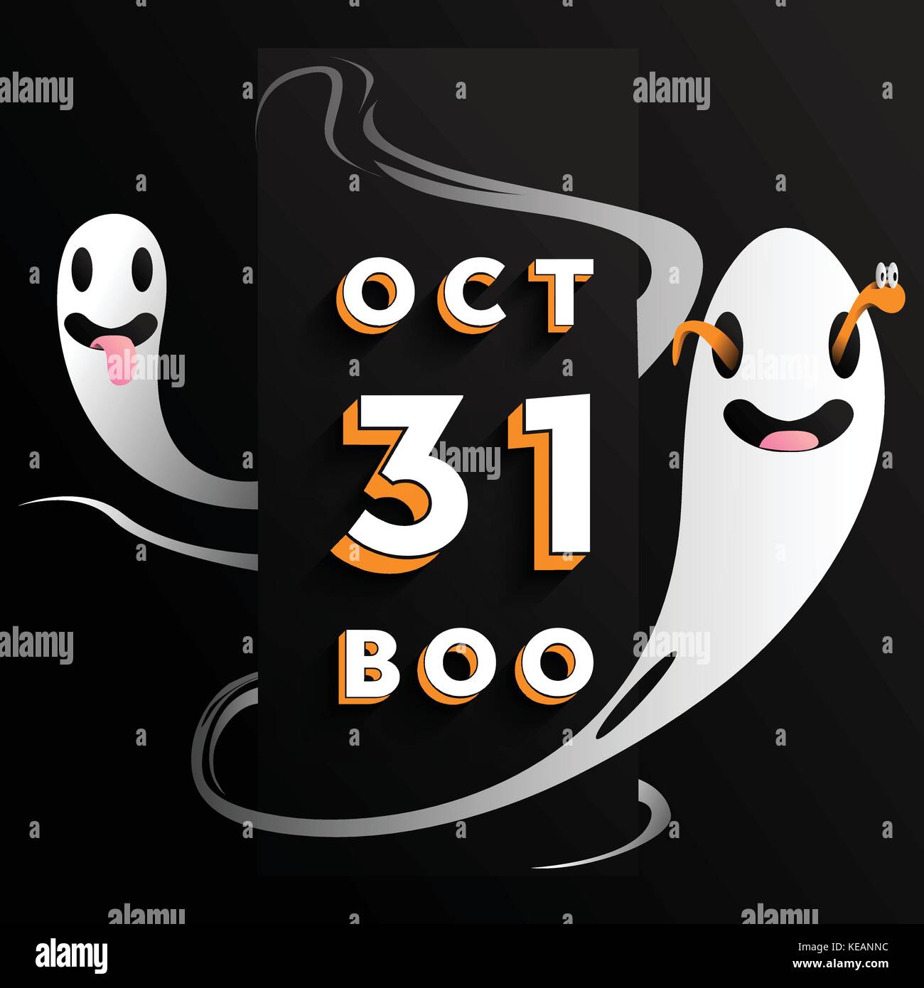 Halloween Oct 31 BOO sign with ghosts around. Vector illustration Stock ...