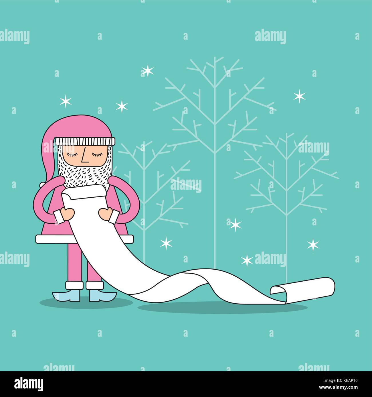 Santa Reading A Letter Stock Vector Images - Alamy