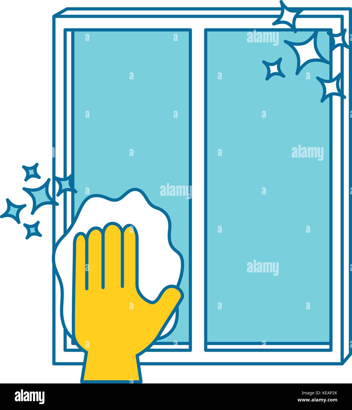 hand wiping window with cloth vector illustration design Stock Vector ...