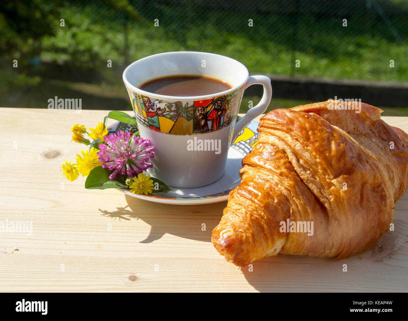 italian breakfast with coffee and croissant Stock Photo - Alamy