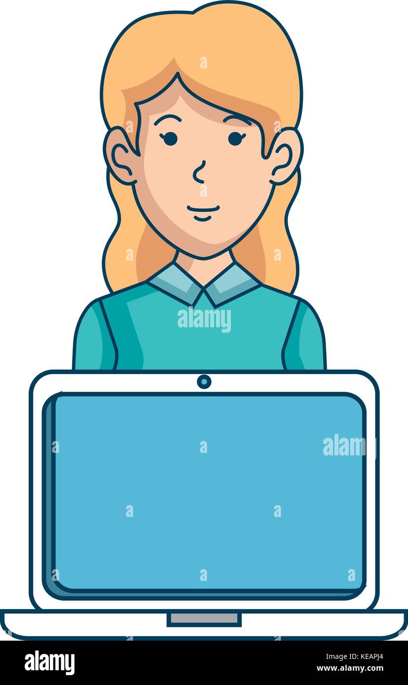 woman with laptop avatar vector illustration design Stock Vector Image ...