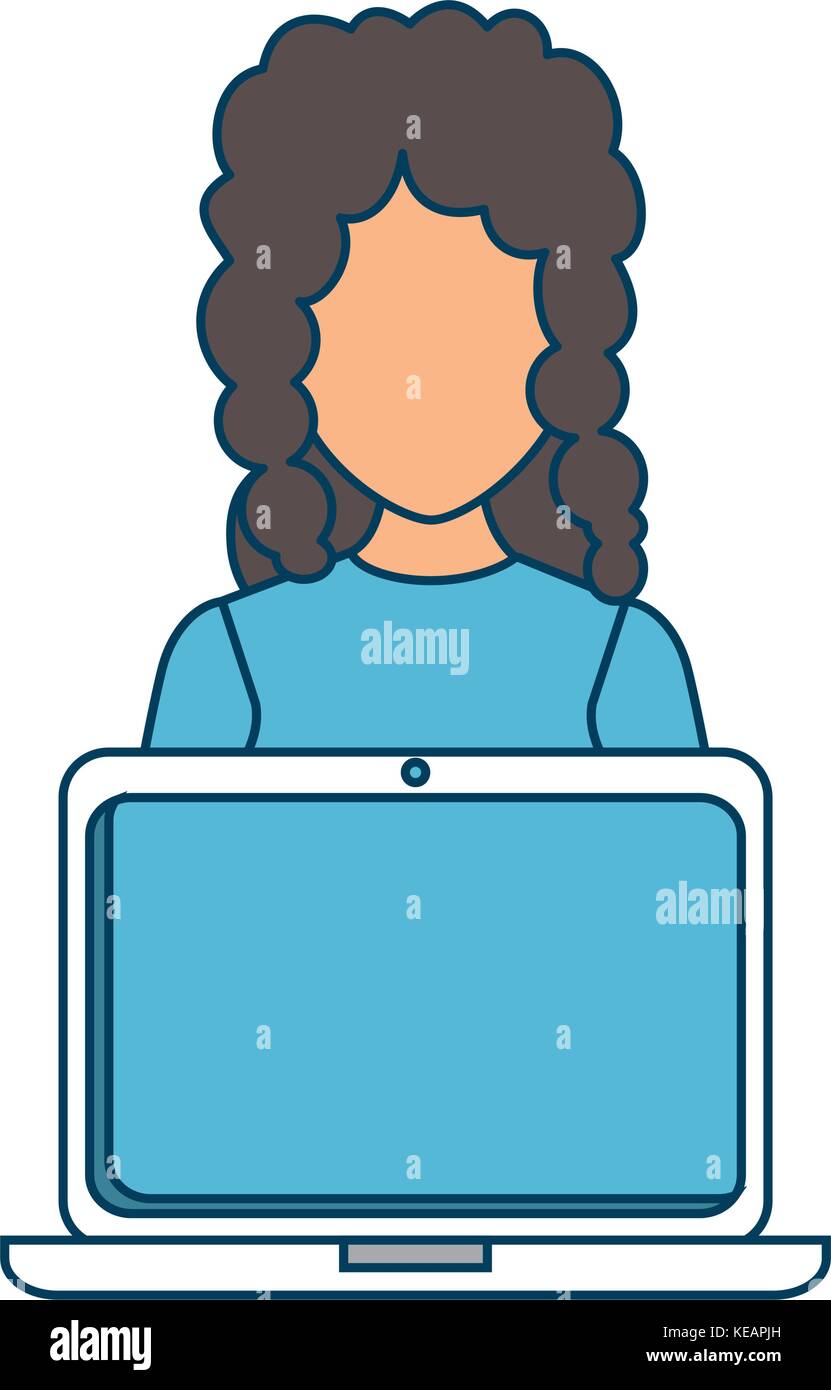 woman with laptop avatar vector illustration design Stock Vector Image ...