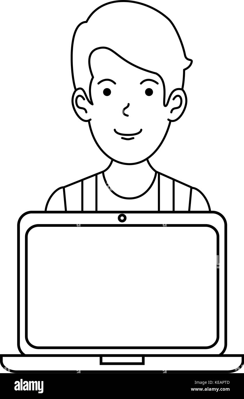man with laptop avatar vector illustration design Stock Vector Image ...