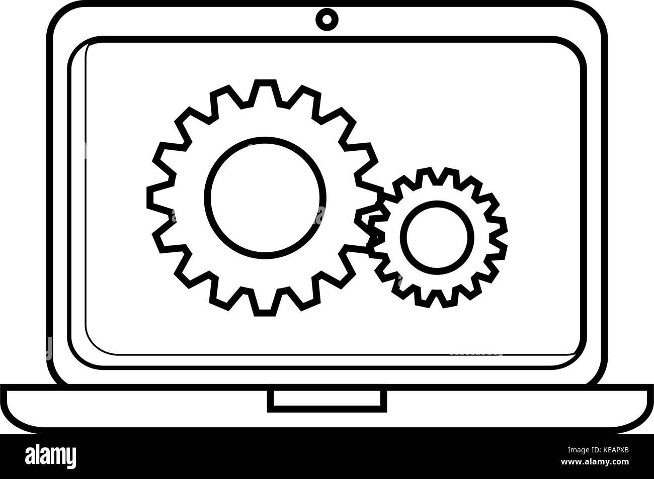 laptop computer with gears vector illustration design Stock Vector ...