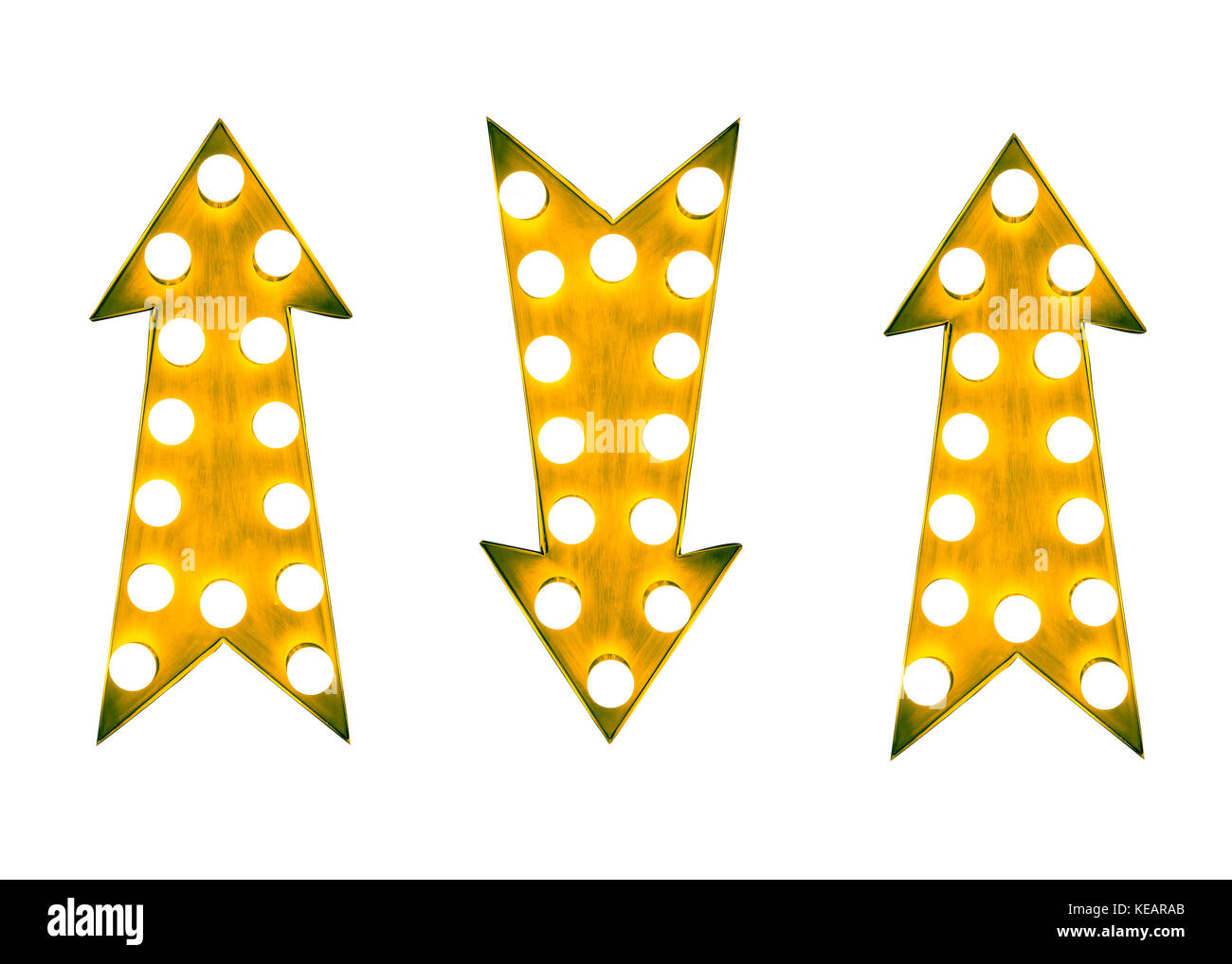 Three up and down yellow vintage bright and colorful illuminated ...