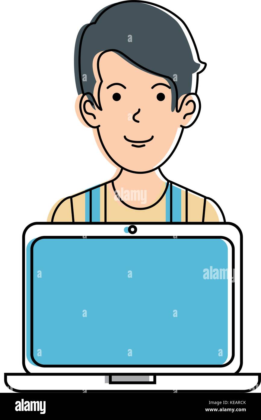 man with laptop avatar vector illustration design Stock Vector Image ...