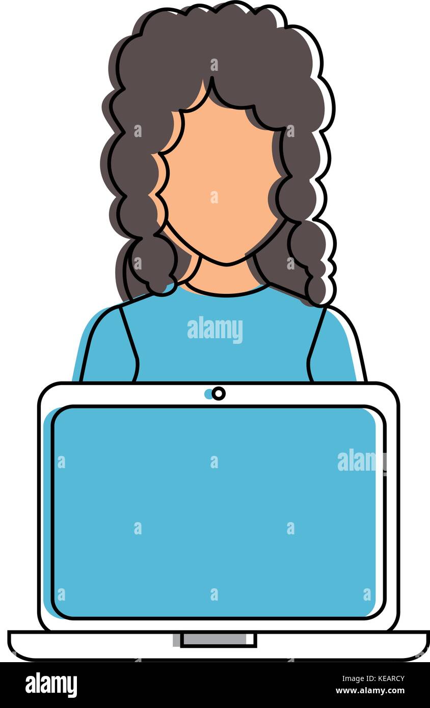 woman with laptop avatar vector illustration design Stock Vector Image ...