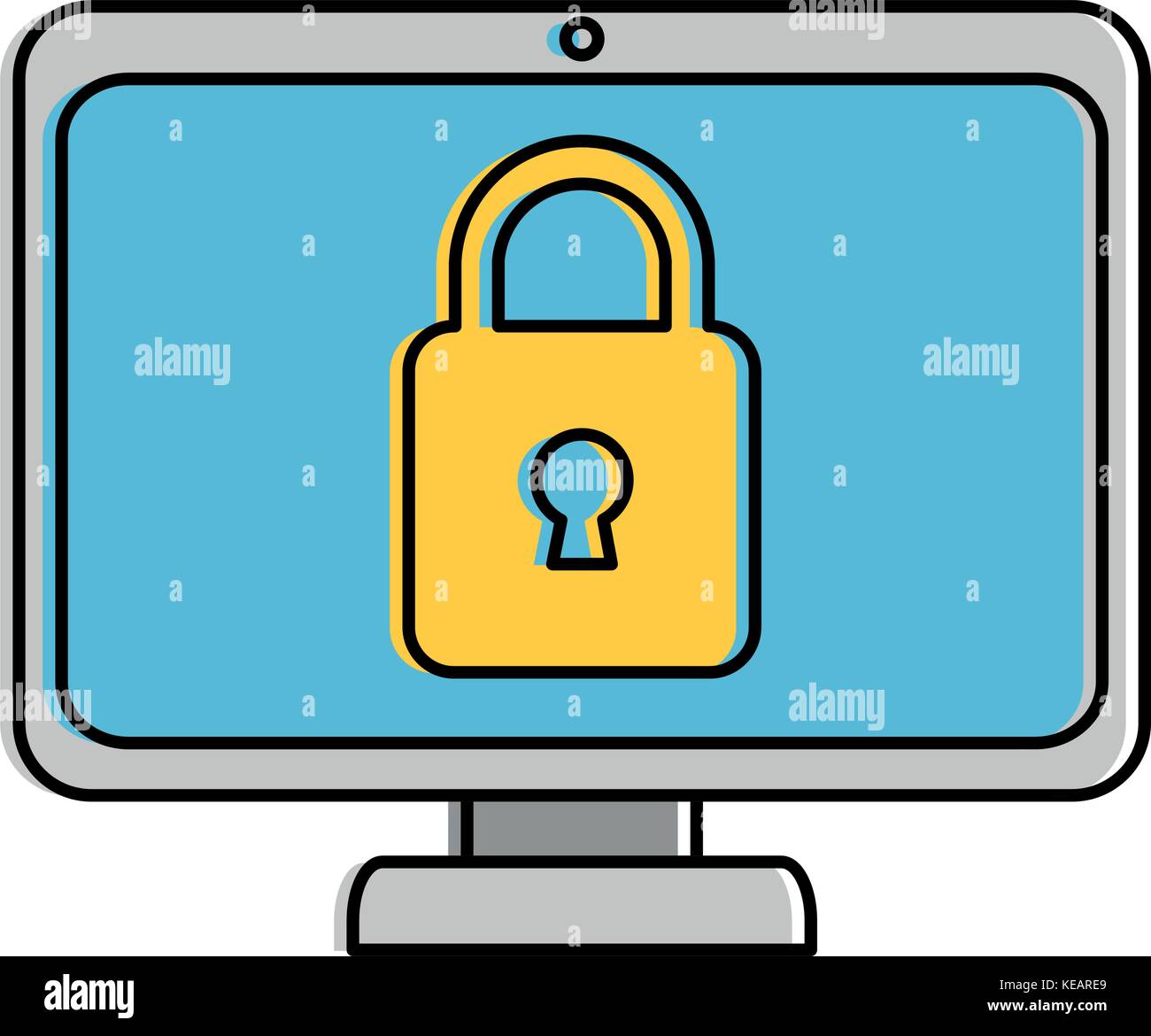 computer display with padlock vector illustration design Stock Vector ...