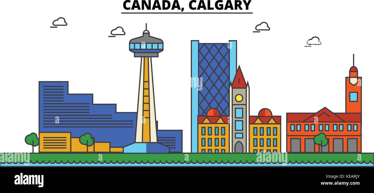 Canada, Calgary. City skyline architecture, buildings, streets ...
