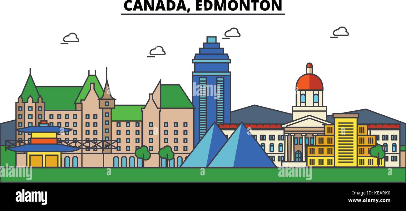 Canada, Edmonton. City skyline architecture, buildings, streets ...
