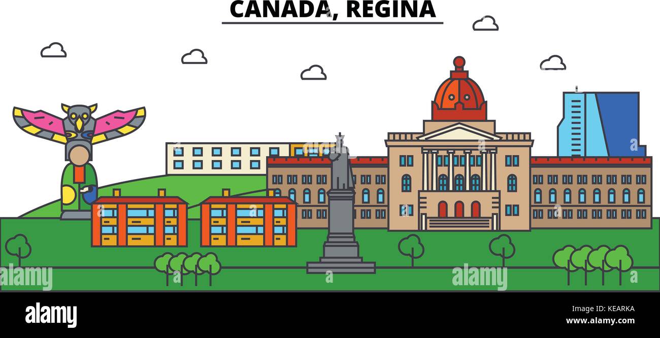 Canada, Regina. City skyline architecture, buildings, streets ...