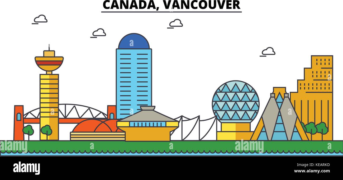 Canada, Vancouver. City skyline architecture, buildings, streets ...