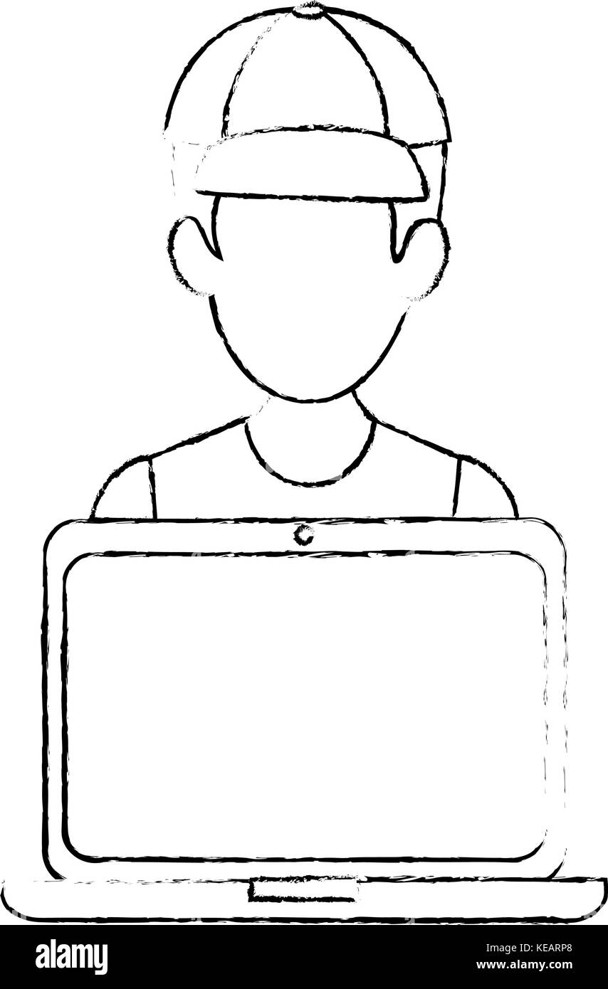 man with laptop avatar vector illustration design Stock Vector Image ...