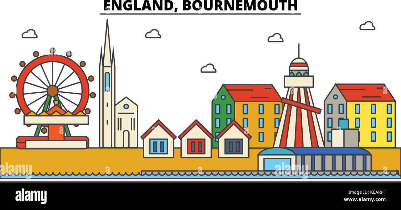 England, Bournemouth. City skyline architecture, buildings, streets ...