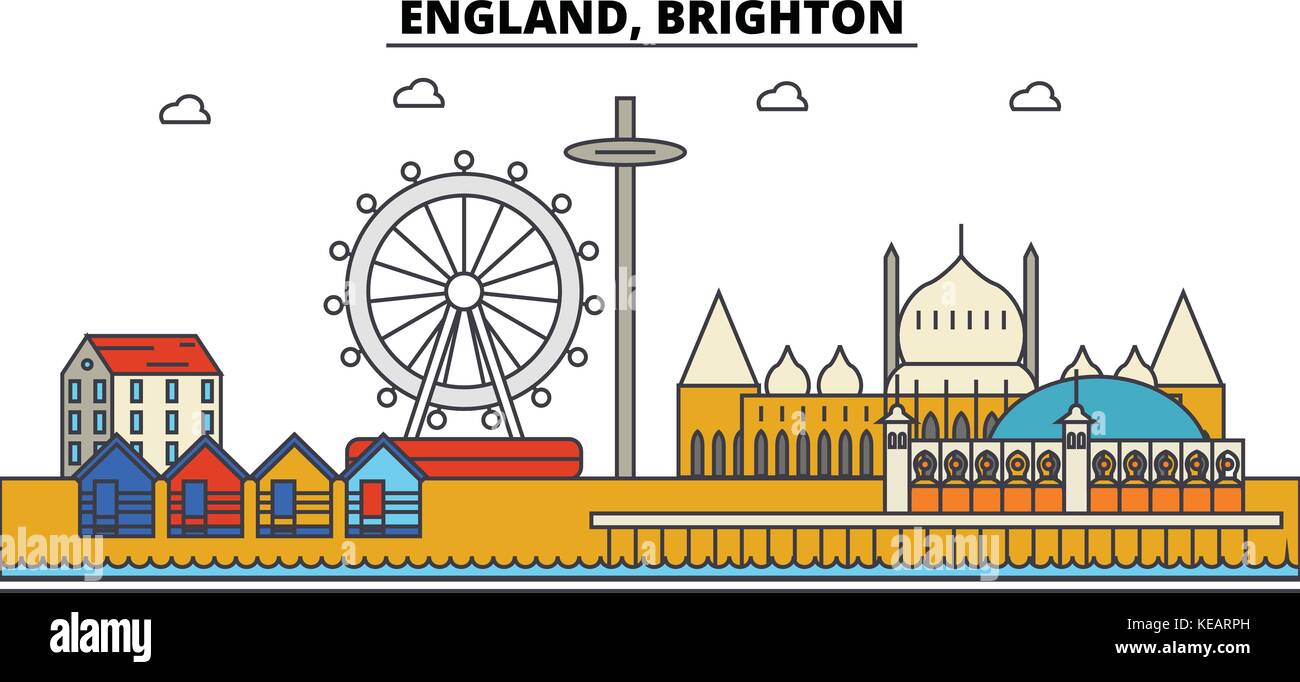 England, Brighton. City skyline architecture, buildings, streets ...