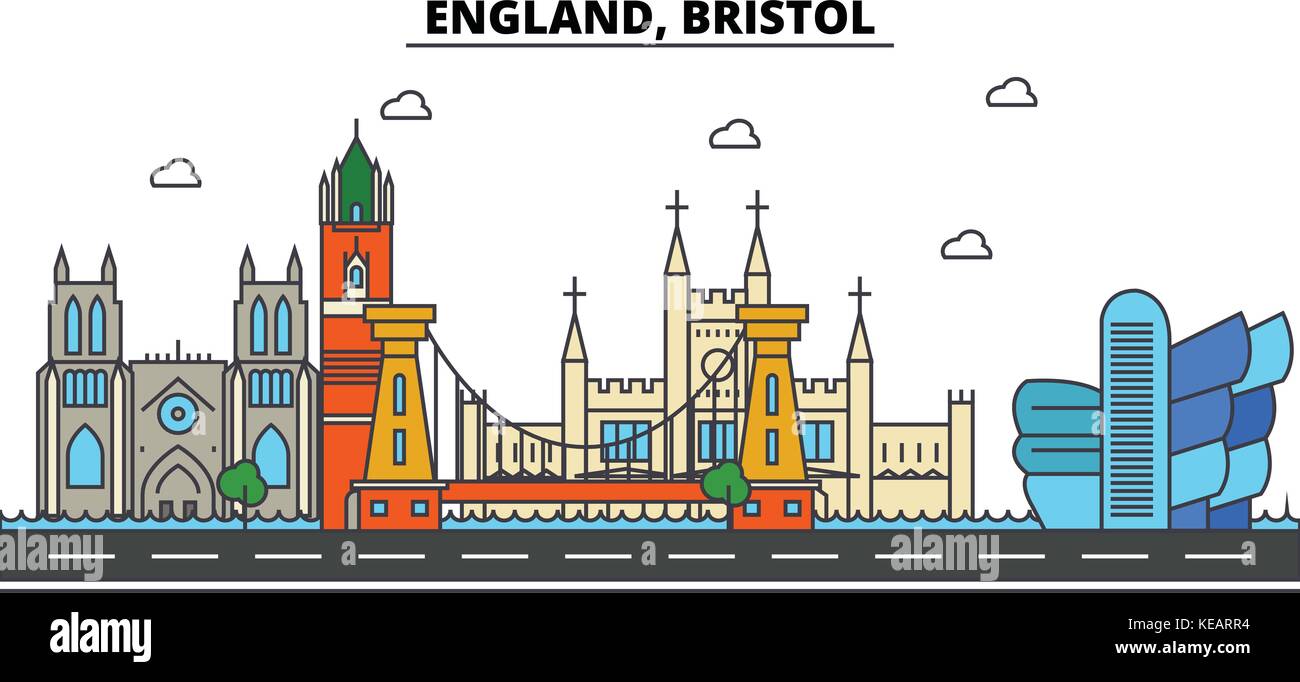 England, Bristol. City skyline architecture, buildings, streets ...