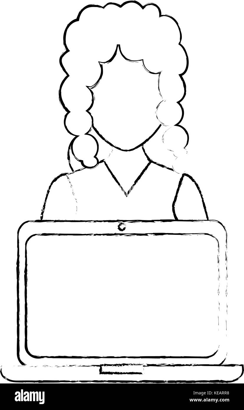 woman with laptop avatar vector illustration design Stock Vector Image ...