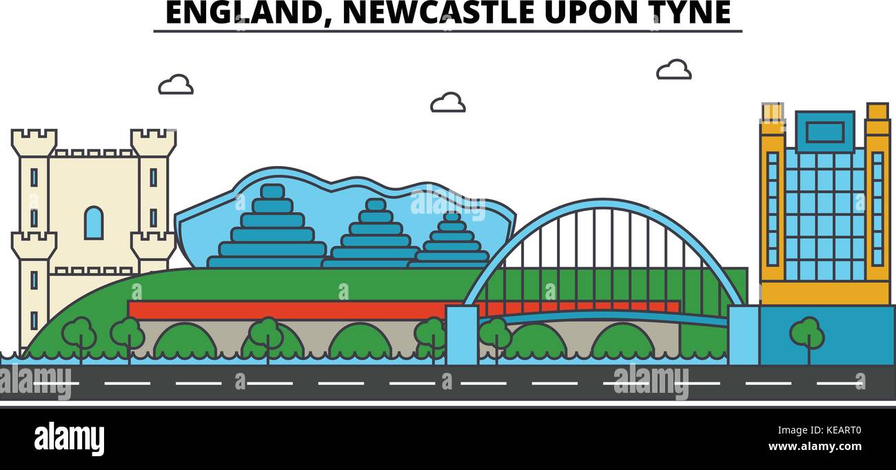 England, Newcastle Upon Tyne. City skyline architecture, buildings ...