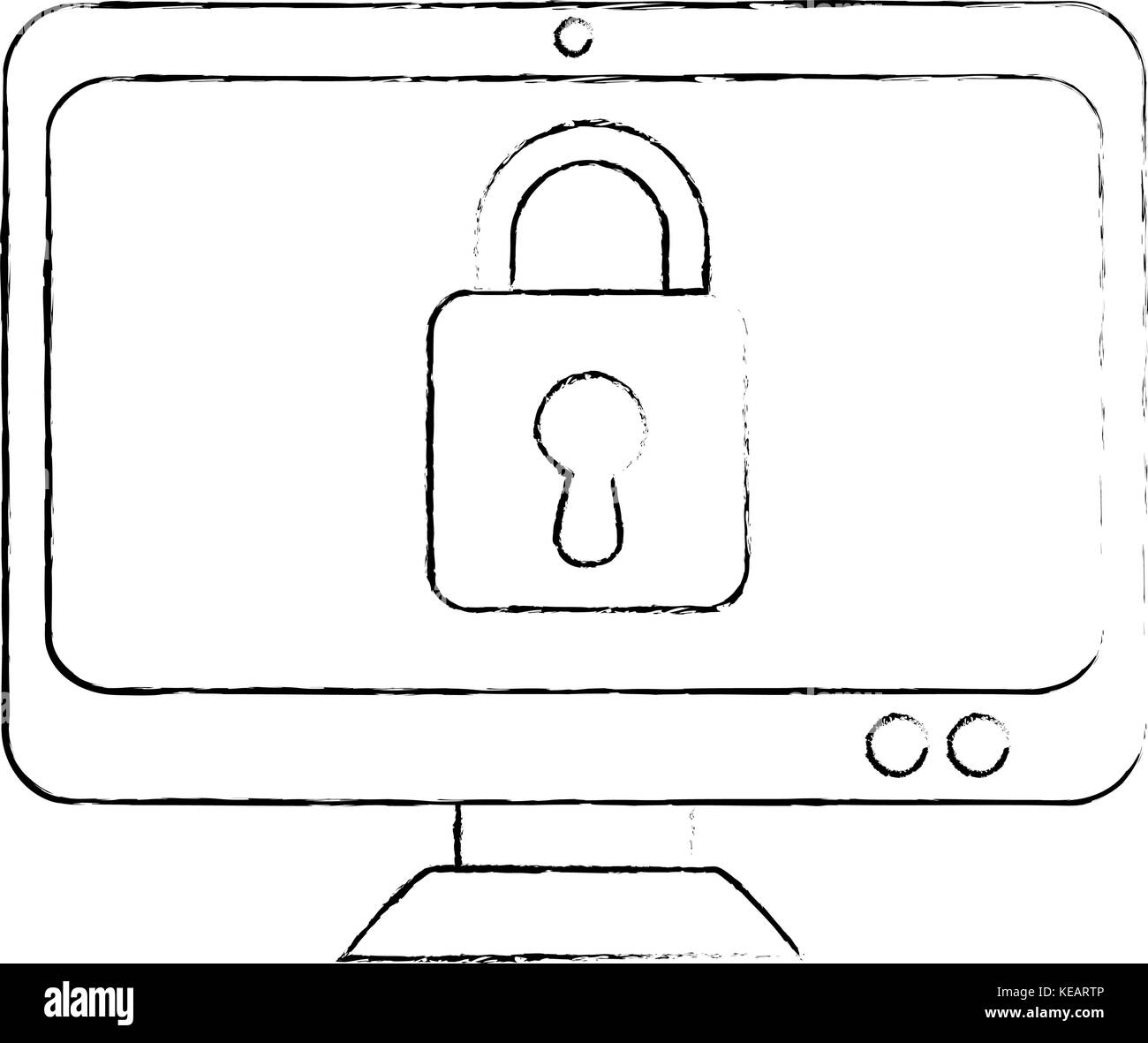 computer display with padlock vector illustration design Stock Vector ...