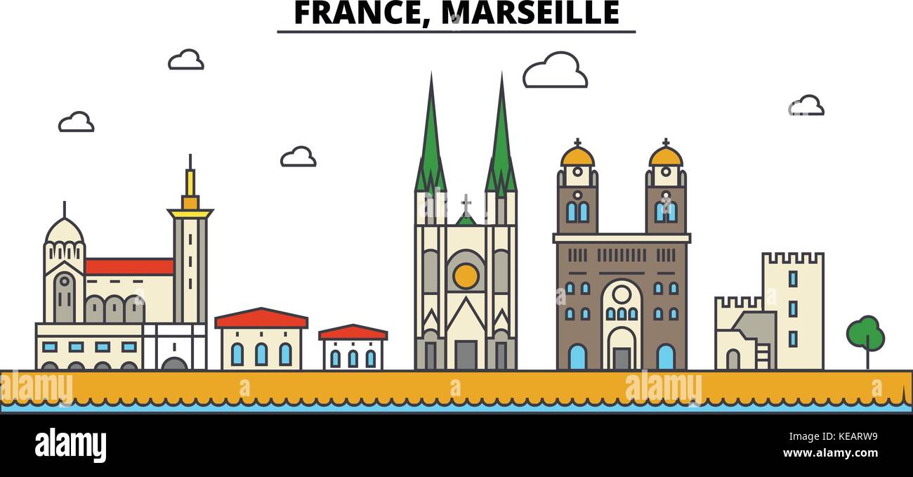 France, Marseille. City skyline architecture, buildings, streets ...