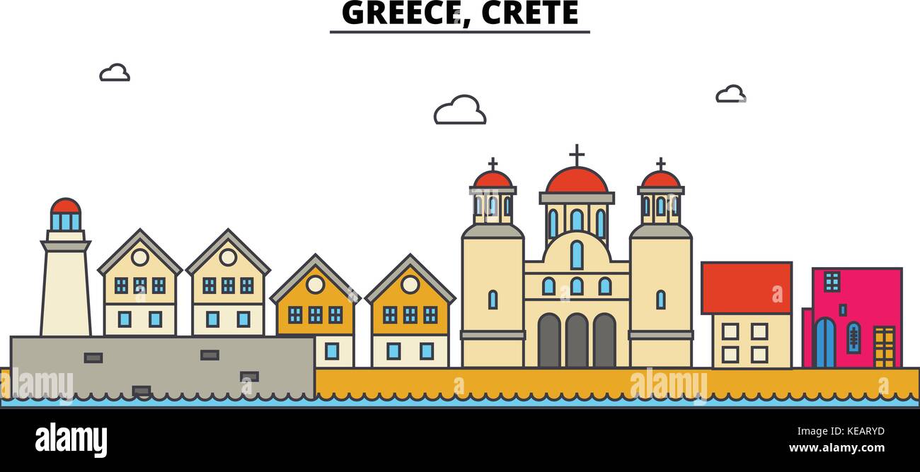 Greece, Crete. City skyline architecture, buildings, streets ...
