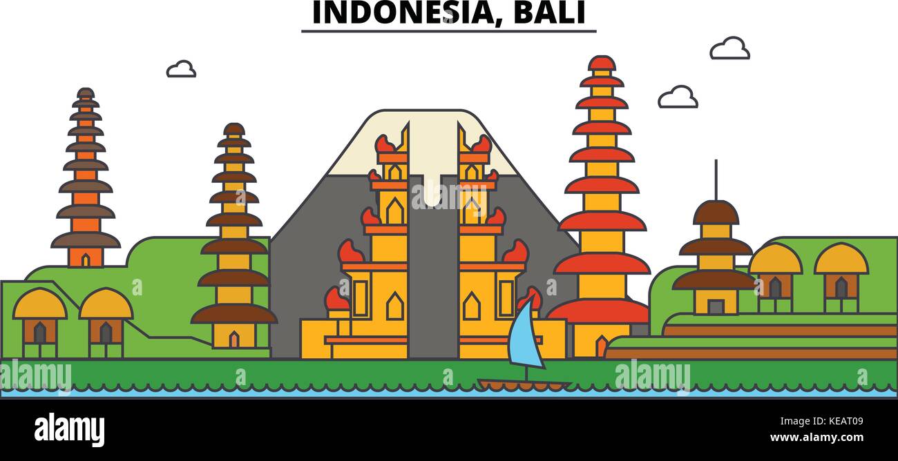 Indonesia, Bali. City skyline architecture, buildings, streets ...