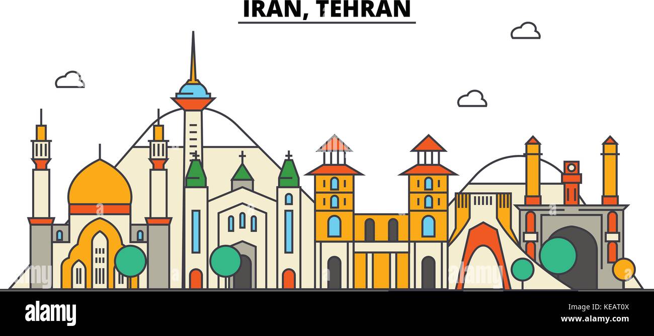 Iran, Tehran. City skyline architecture, buildings, streets, silhouette ...