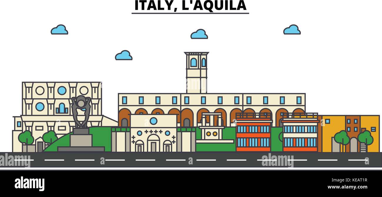 Italy, L aquila. City skyline architecture, buildings, streets ...