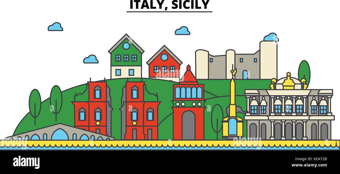 Italy, Sicily. City skyline architecture, buildings, streets ...