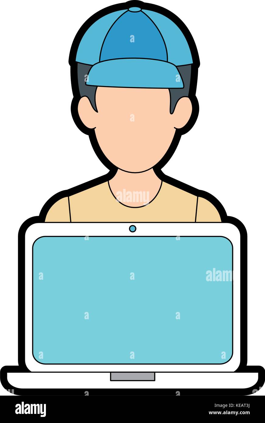 man with laptop avatar vector illustration design Stock Vector Image ...