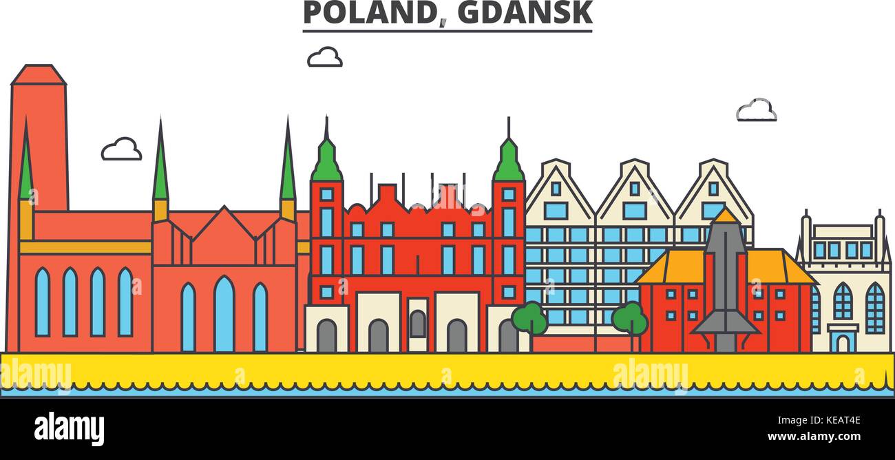 Poland, Gdansk. City skyline architecture, buildings, streets ...