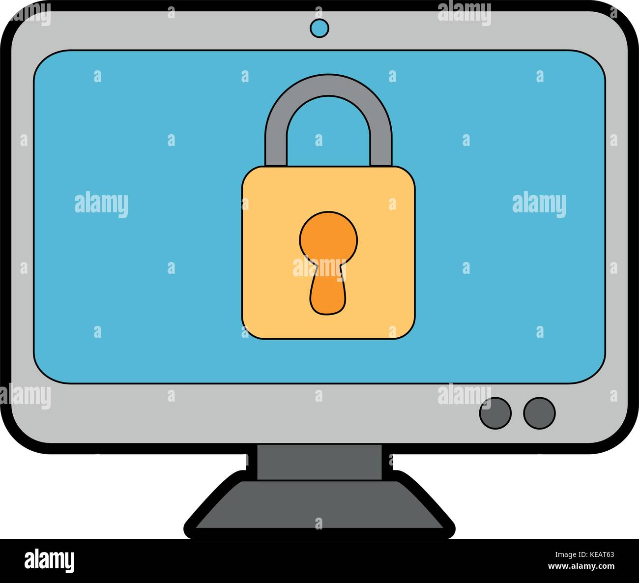 computer display with padlock vector illustration design Stock Vector ...
