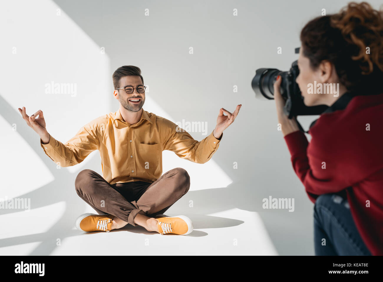 model in lotus position Stock Photo - Alamy