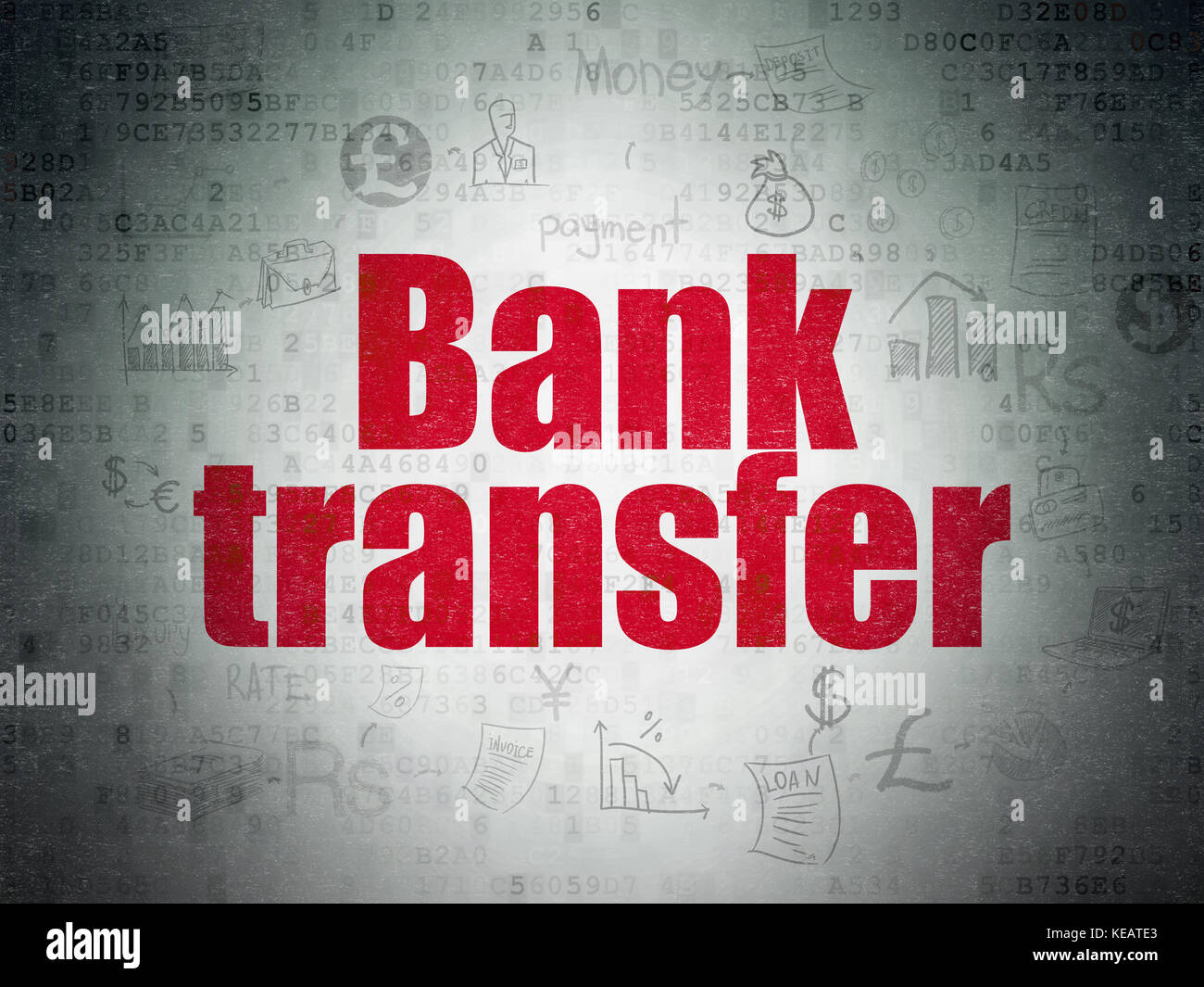 Currency concept: Bank Transfer on Digital Data Paper background Stock ...