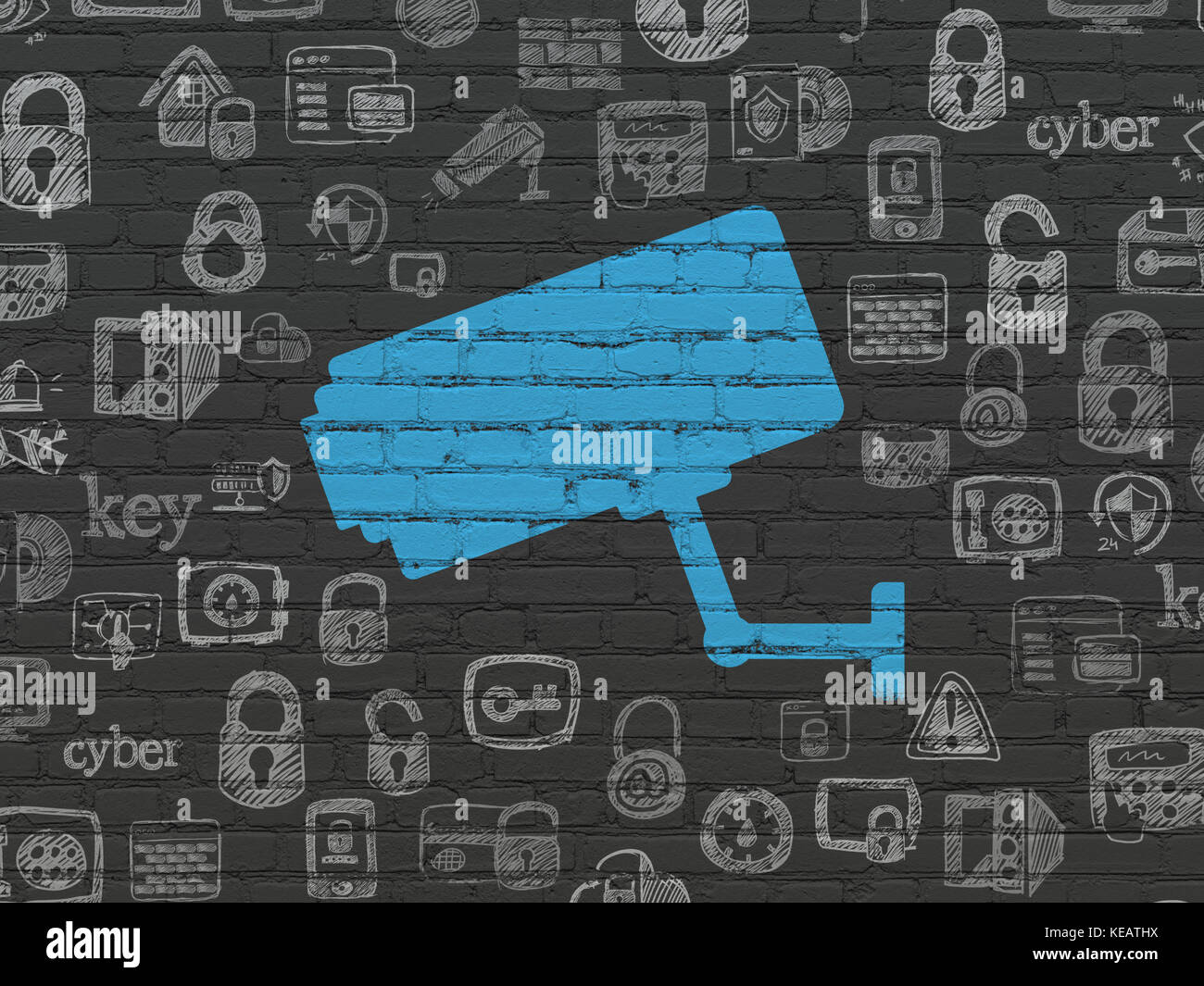 Security concept: Cctv Camera on wall background Stock Photo - Alamy