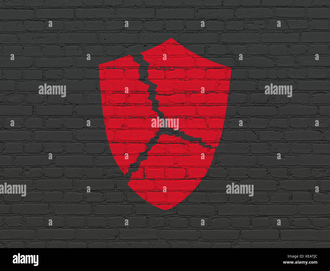 Privacy concept: Broken Shield on wall background Stock Photo - Alamy