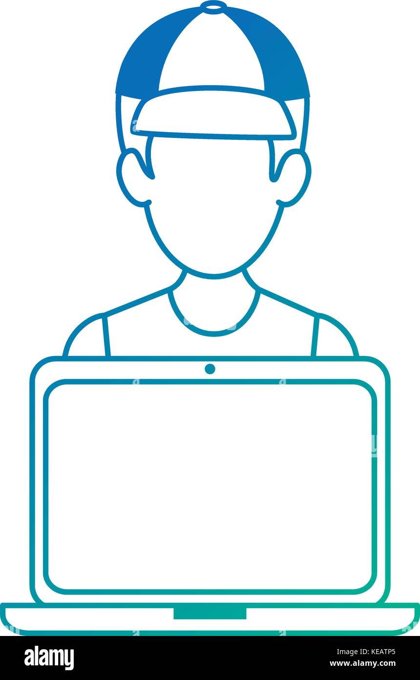 man with laptop avatar vector illustration design Stock Vector Image ...