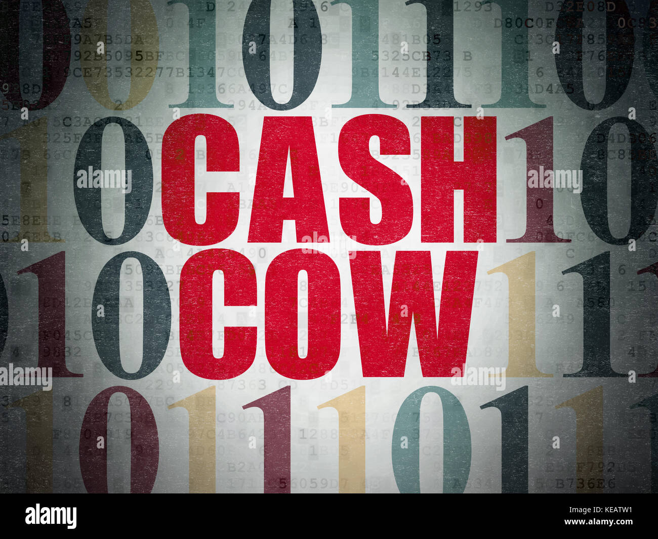 Finance concept: Cash Cow on Digital Data Paper background Stock Photo ...