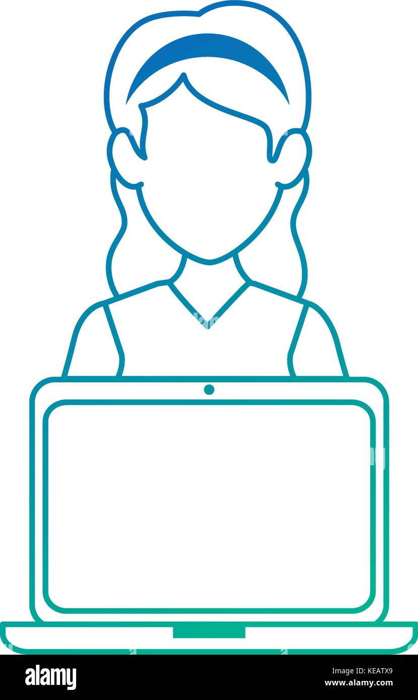 woman with laptop avatar vector illustration design Stock Vector Image ...