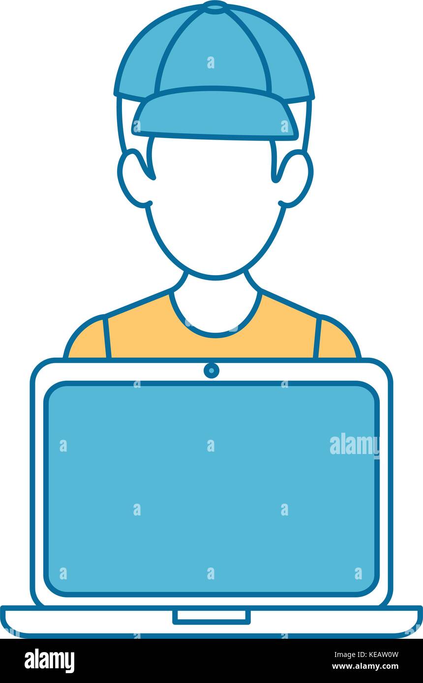 man with laptop avatar vector illustration design Stock Vector Image ...