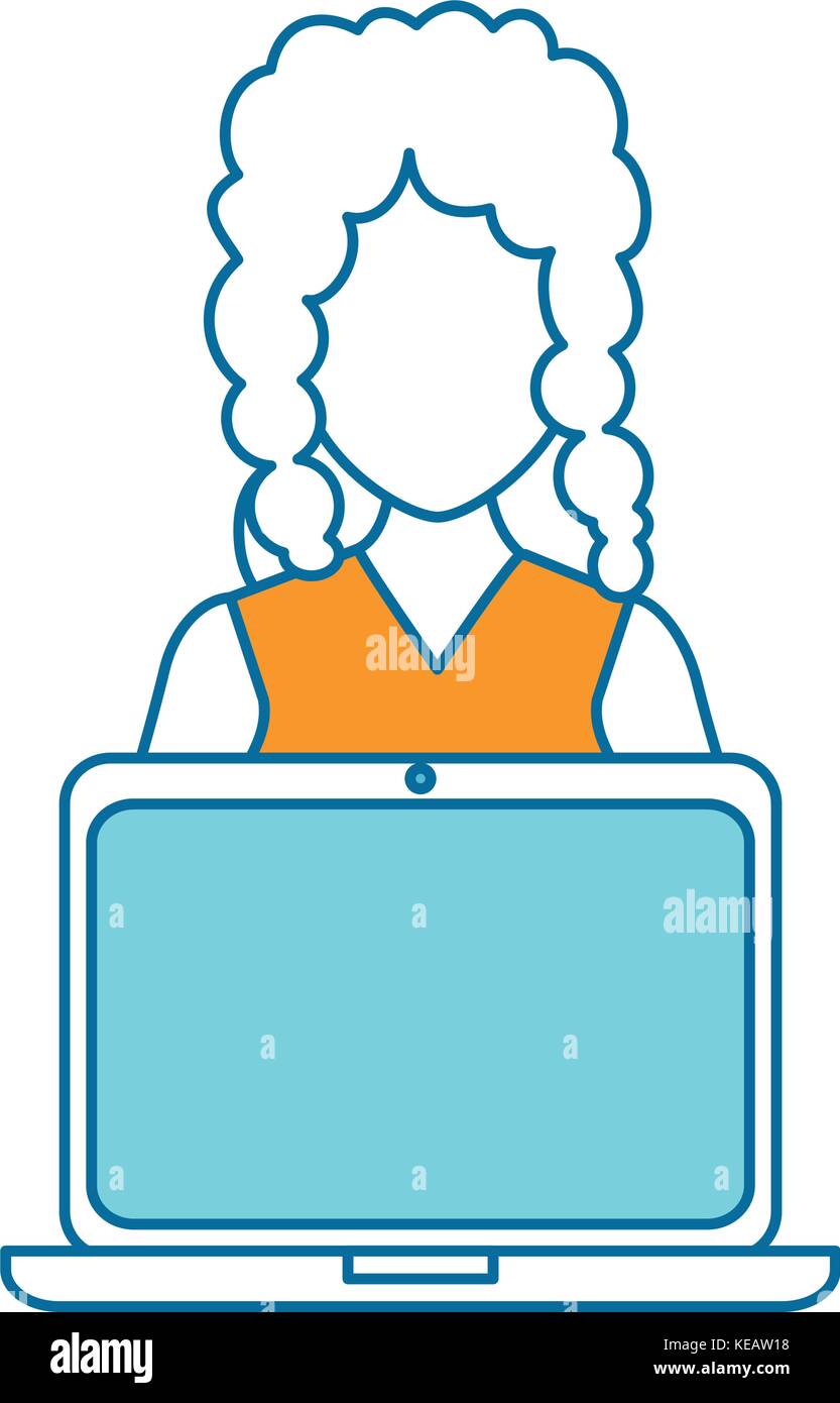 woman with laptop avatar vector illustration design Stock Vector Image ...
