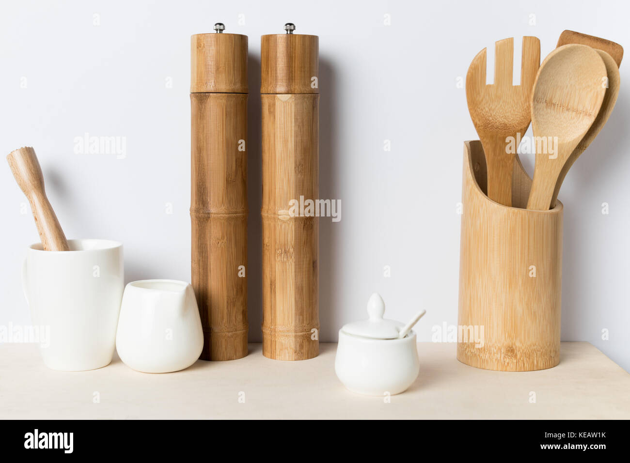 wooden kitchen utensils Stock Photo - Alamy