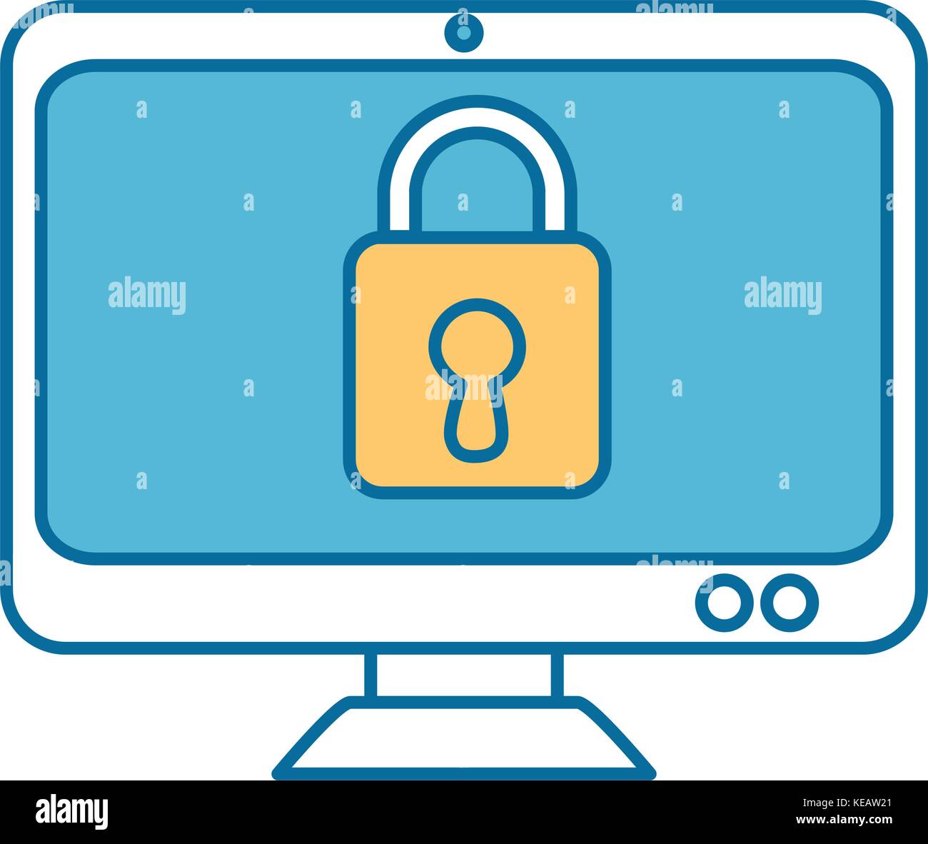 computer display with padlock vector illustration design Stock Vector ...