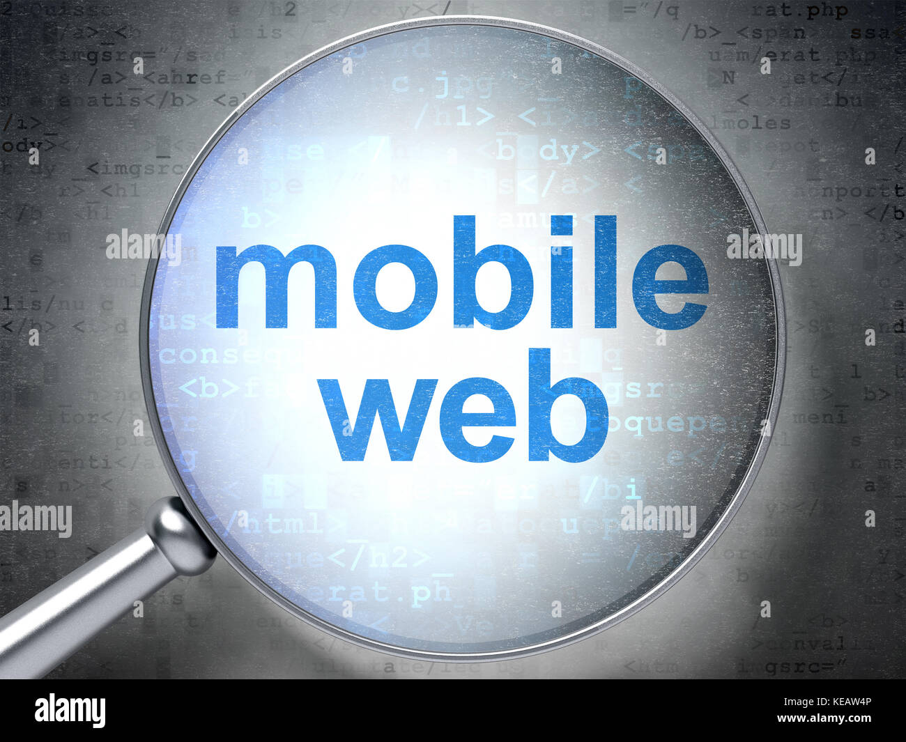 Web development concept: Mobile Web with optical glass Stock Photo - Alamy