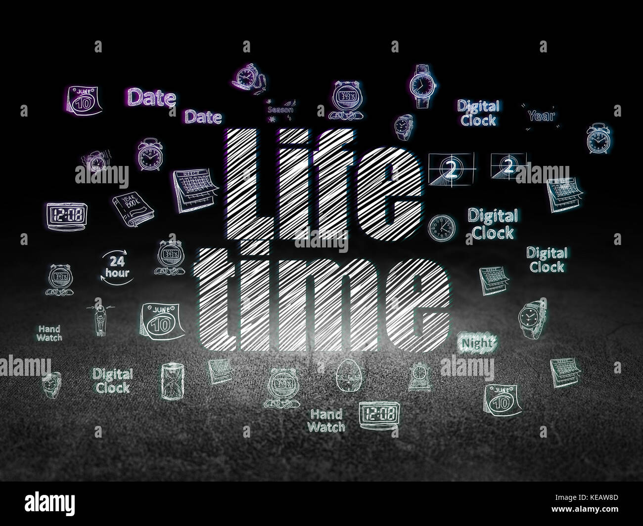 Time concept: Life Time in grunge dark room Stock Photo - Alamy