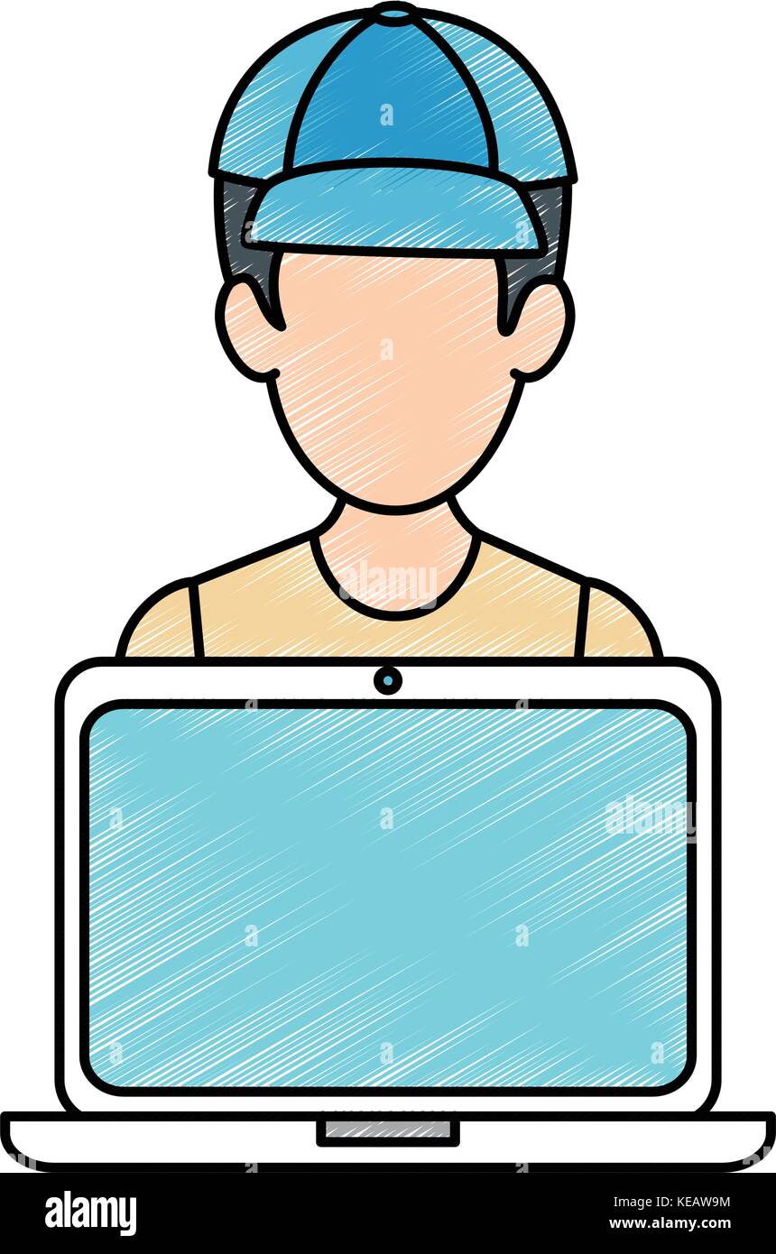 man with laptop avatar vector illustration design Stock Vector Image ...