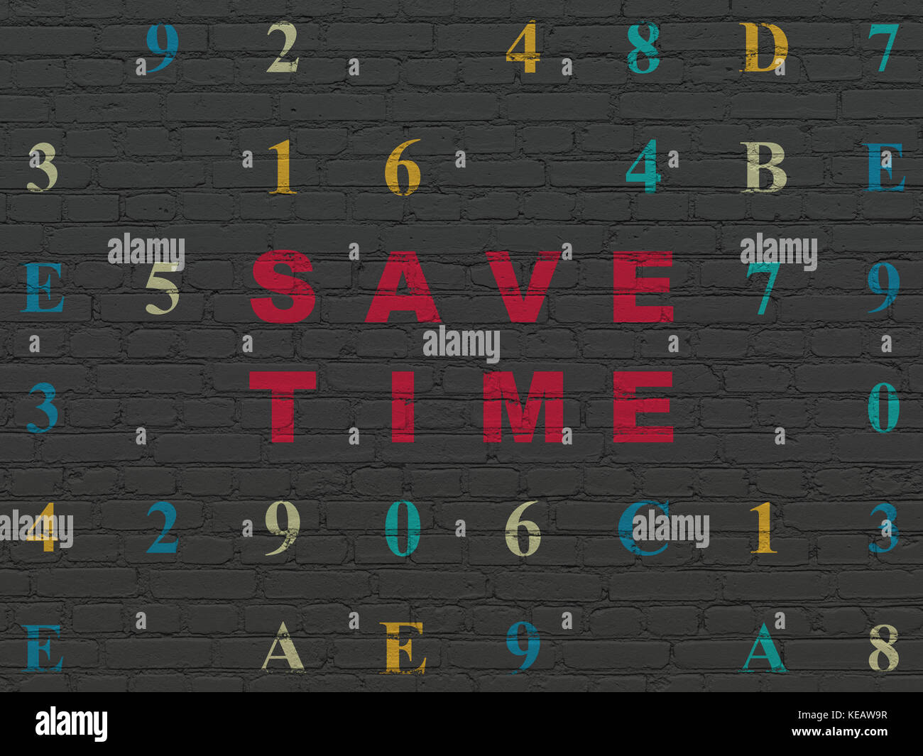 Time concept: Save Time on wall background Stock Photo - Alamy