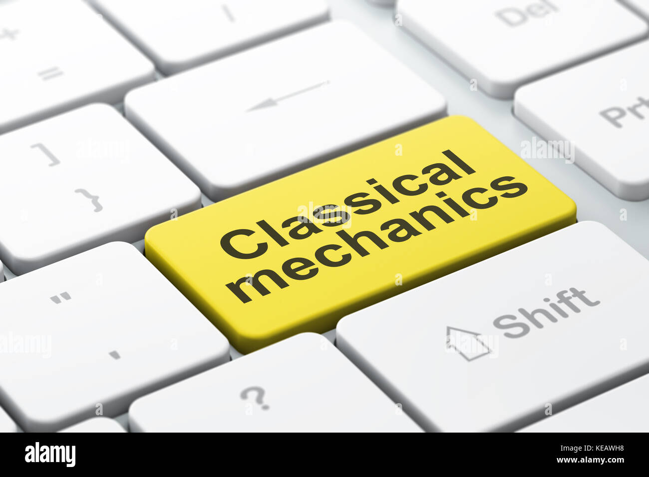 Science concept: Classical Mechanics on computer keyboard background ...